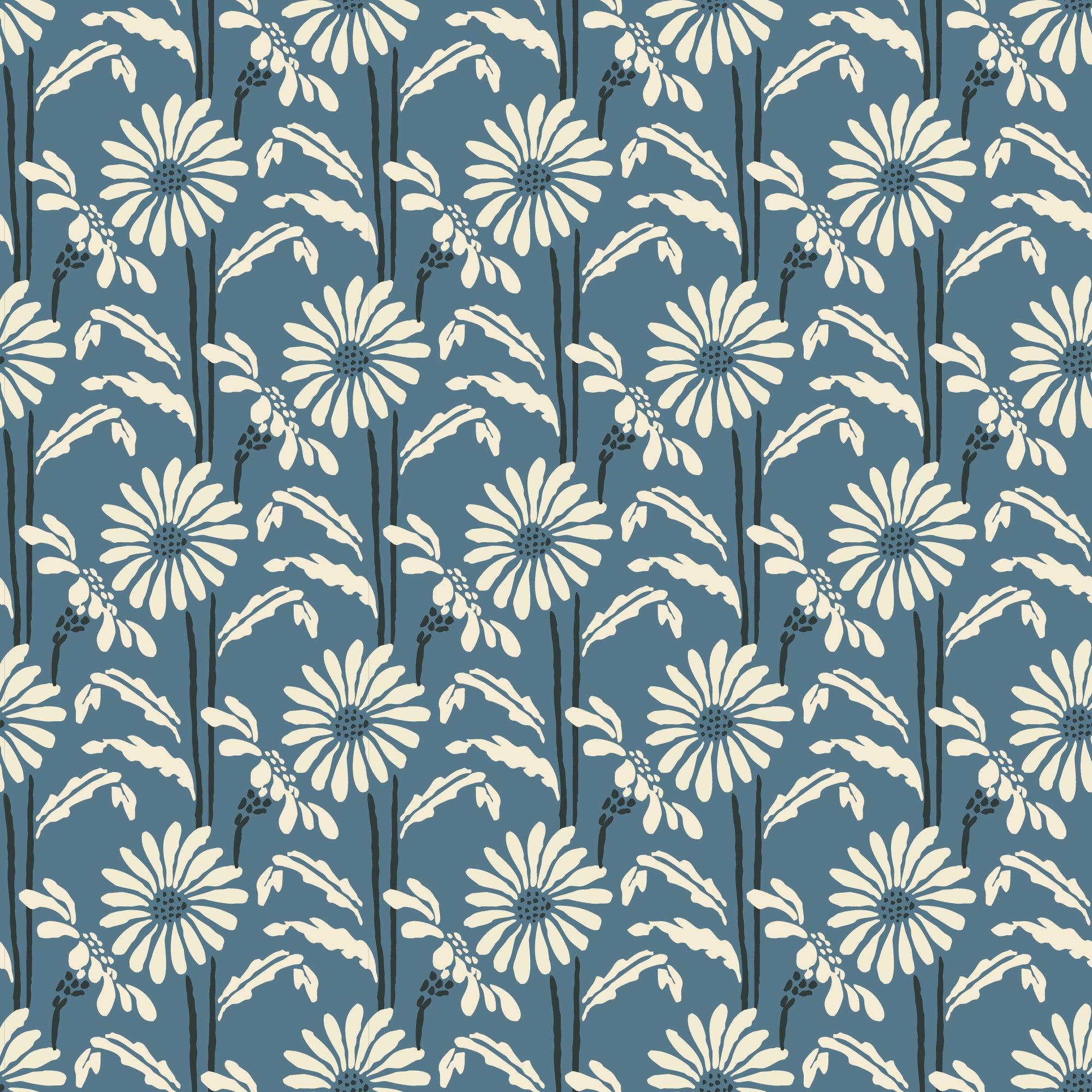 Woodland Bloom - Slate Blue Floral Wallpaper – Mitchell Black