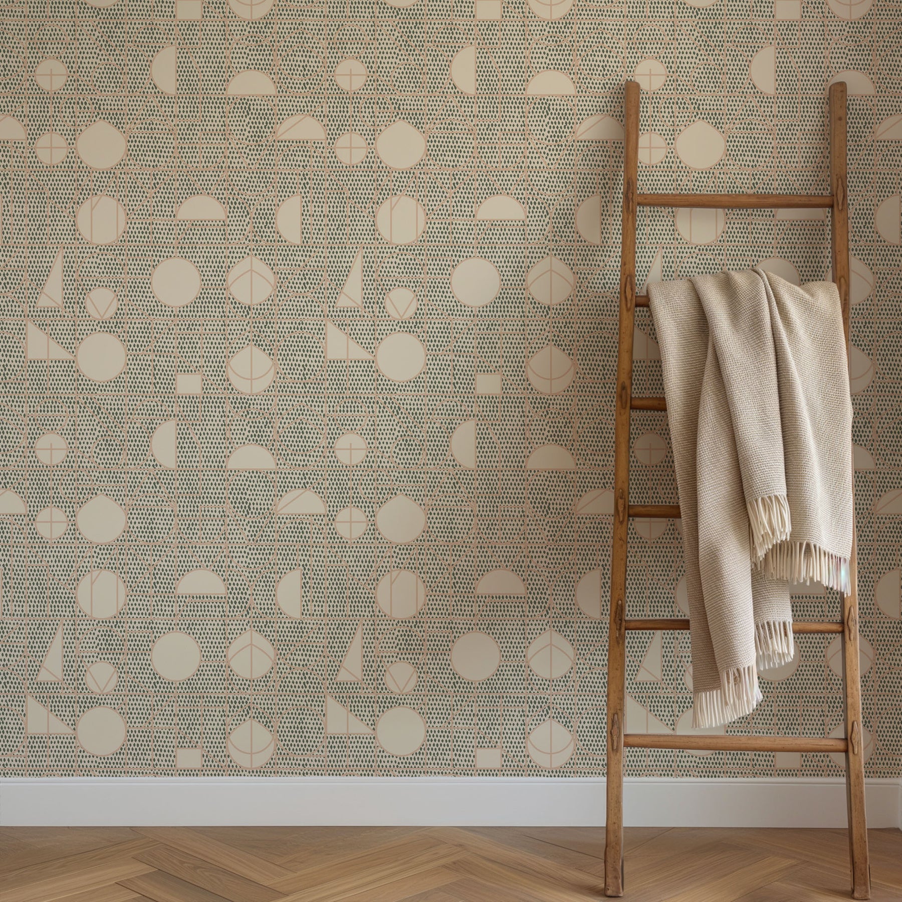 Kali - Olive & Peach Wallpaper by Forbes Masters - Mitchell Black