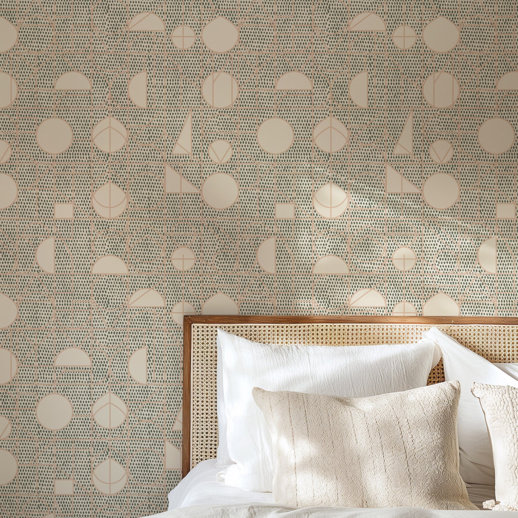 Kali - Olive & Peach Wallpaper by Forbes Masters - Mitchell Black