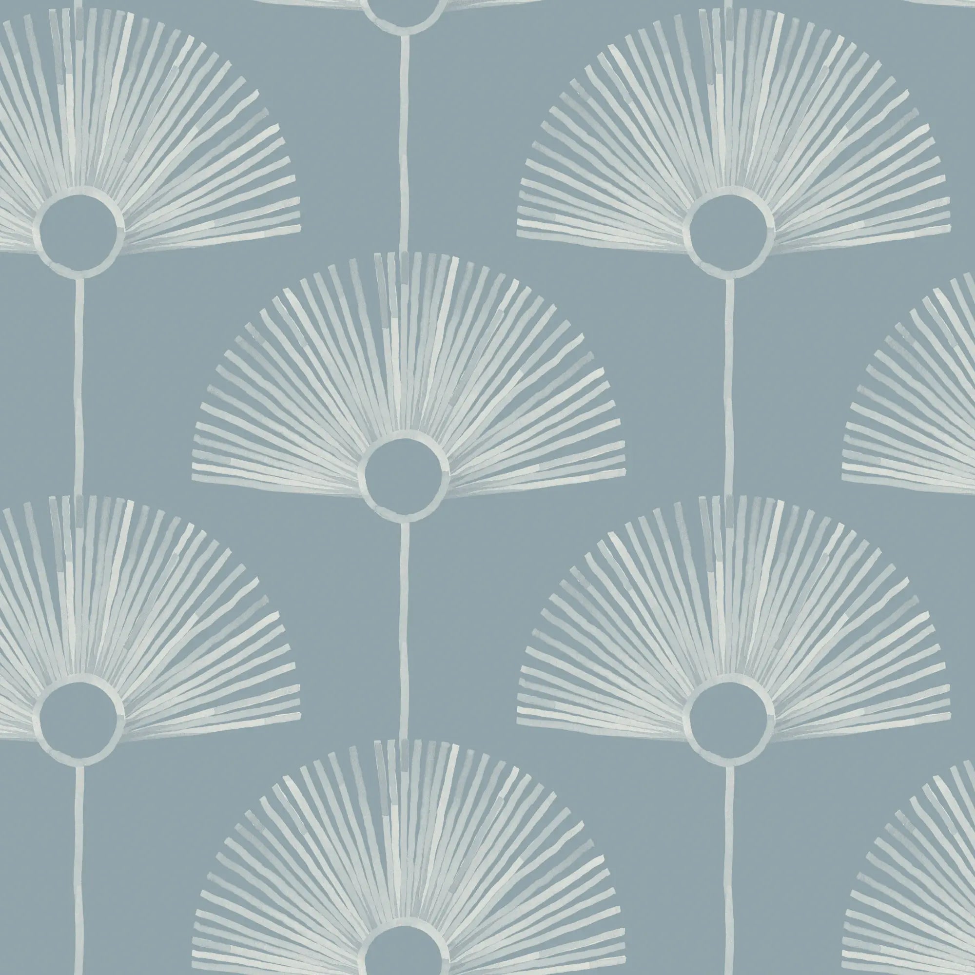 Deco Fan - Lacquered Blues Reverse Wallpaper by Bohemian Bungalow ...