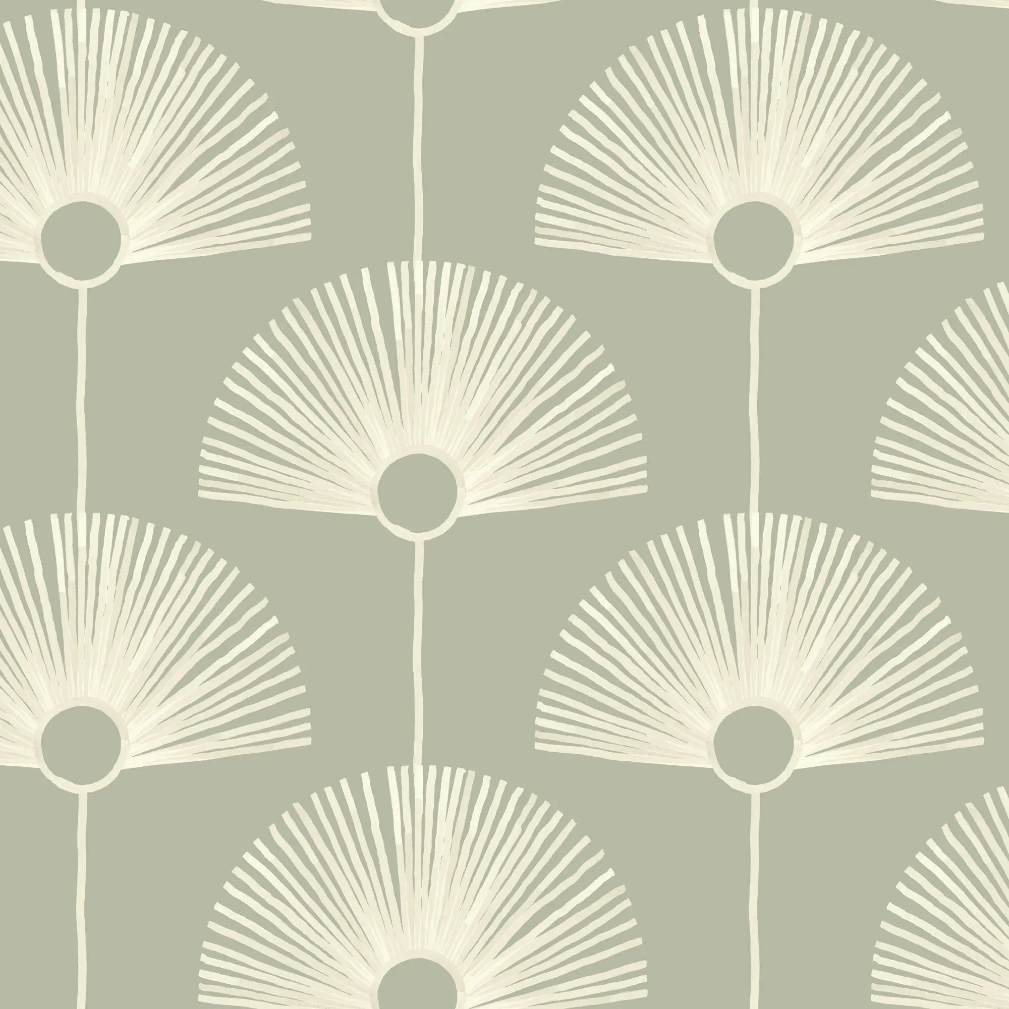 Deco Fan - Pale Green Wallpaper by Bohemian Bungalow - Mitchell Black