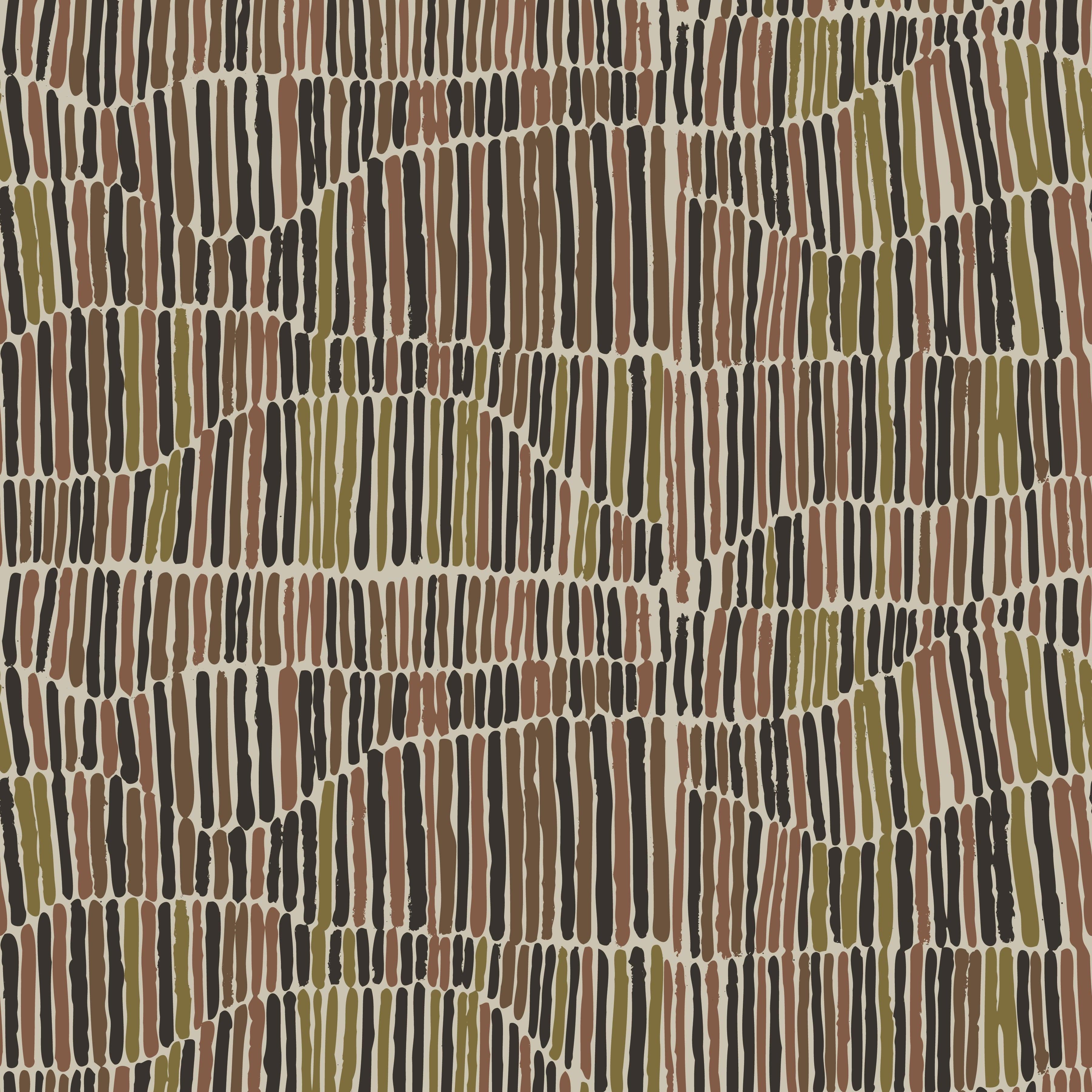 Jamaican Waves - Olive Cocoa Wallpaper by Forbes Masters - Mitchell Black