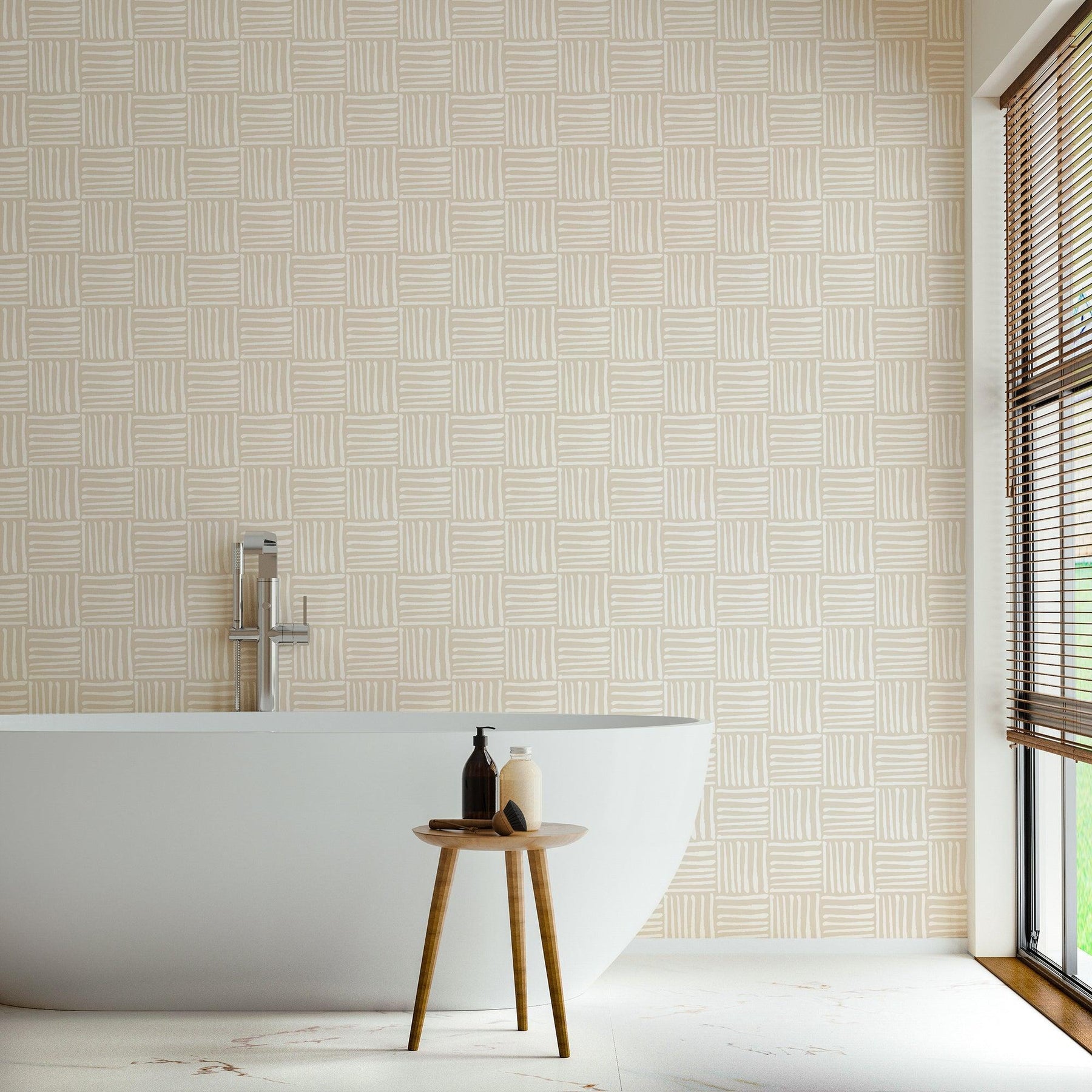 Hatch - Sand Wallpaper - Mitchell Black