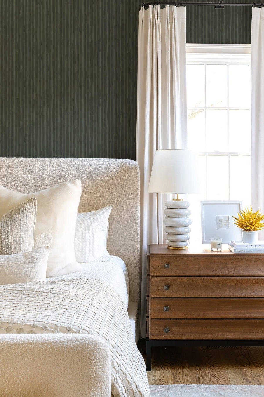 Versa Hand Stripe - Olive Shadow Reverse Wallpaper by Mrs. Paranjape ...