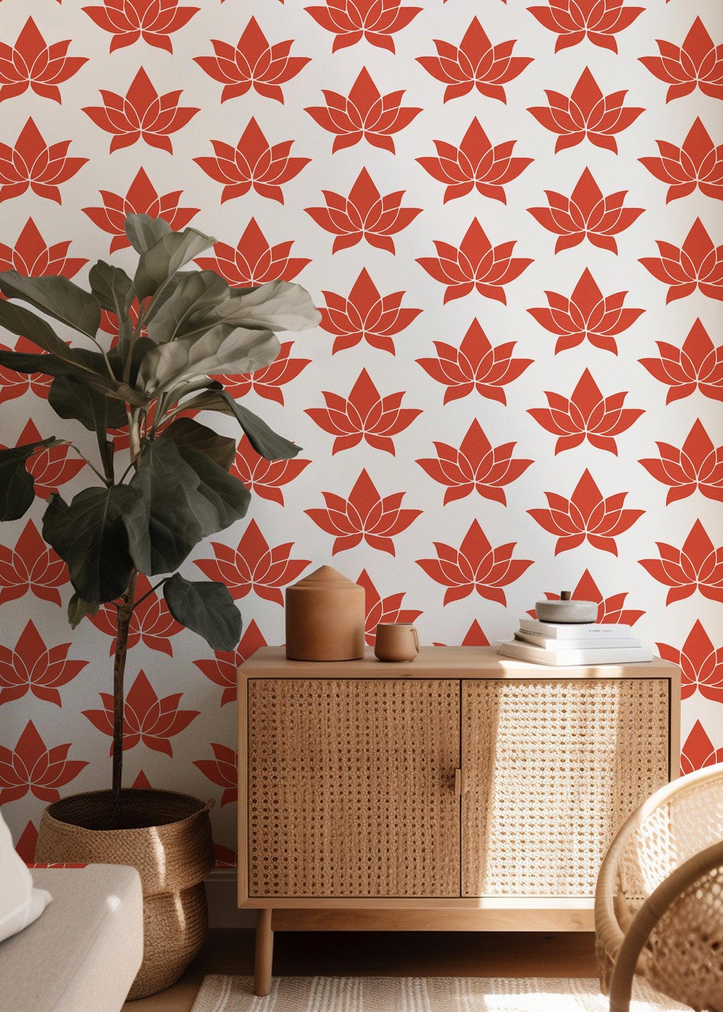 Lotus - Pinata Floral Wallpaper by Bohemian Bungalow - Mitchell Black