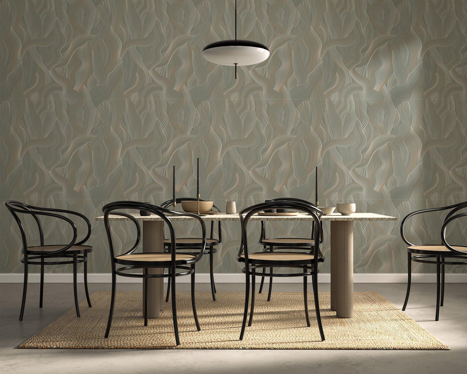 Meraki - Green Orange Wallpaper by Sabrina Yvonne - Mitchell Black