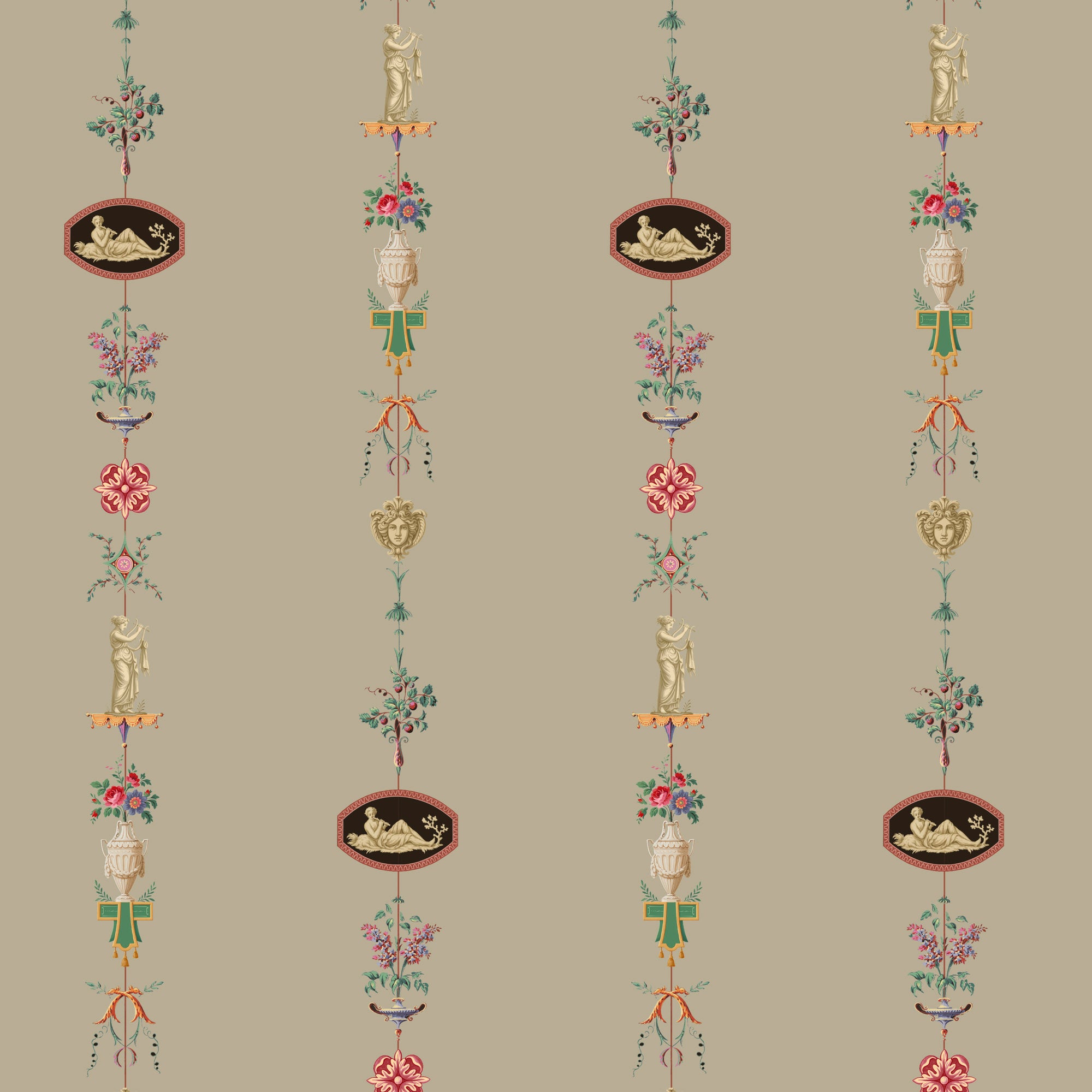 NeoClassical Stripe - Parchment Brown Wallpaper - Mitchell Black