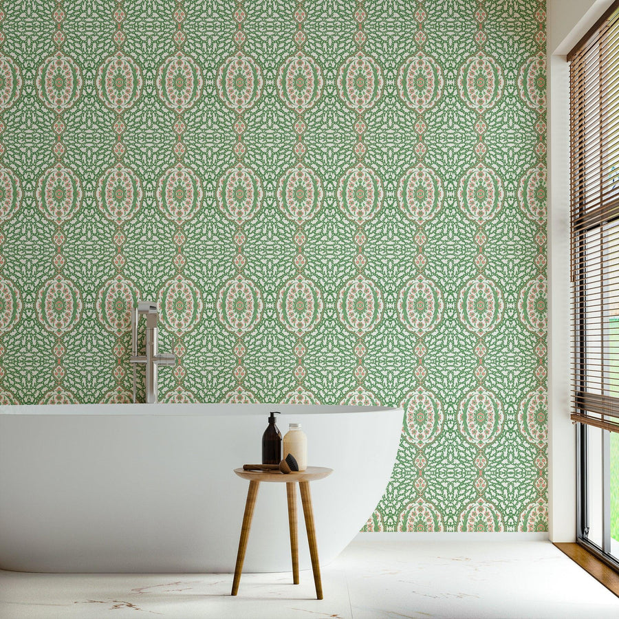 Ottoman Jewel - Kelly Green Wallpaper - Mitchell Black