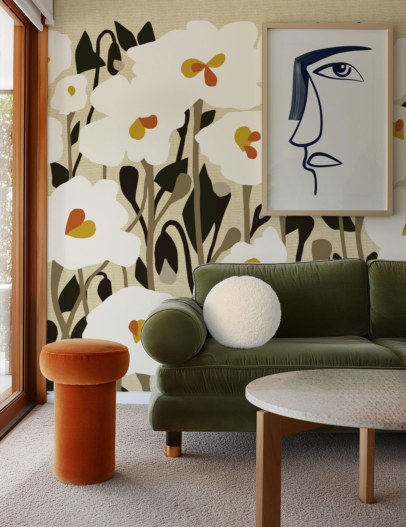 Poppy Fields Floral Wall Mural - Desert Bloom - Mitchell Black