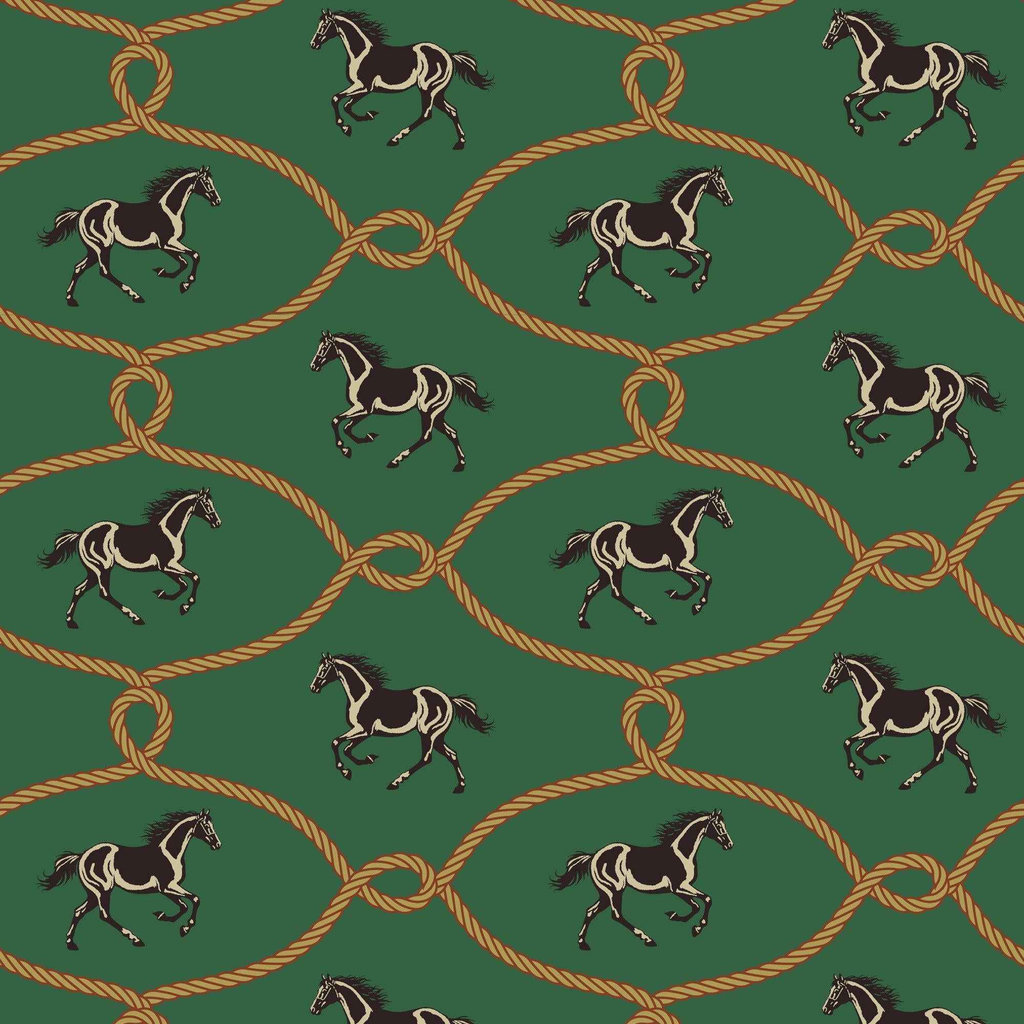 Rider's Knot - Hunt Club Green Wallpaper – Mitchell Black