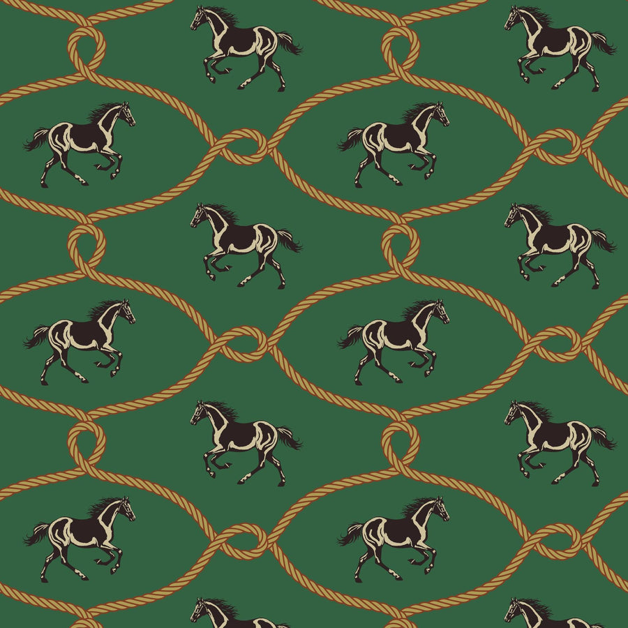 Rider's Knot - Hunt Club Green Wallpaper - Mitchell Black
