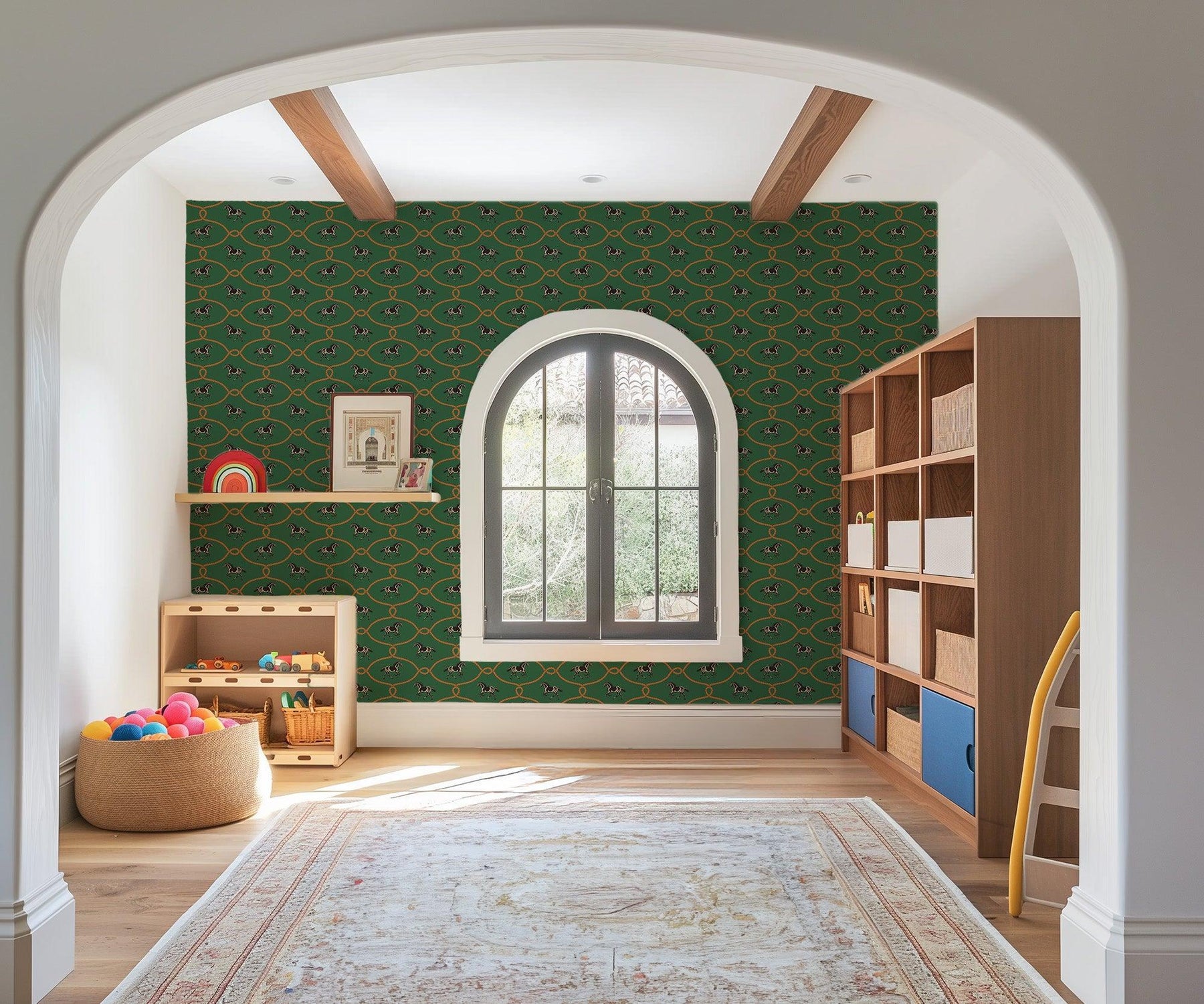 Rider's Knot - Hunt Club Green Wallpaper - Mitchell Black