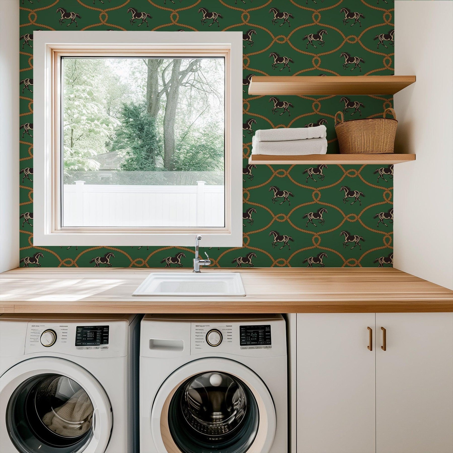 Rider's Knot - Hunt Club Green Wallpaper - Mitchell Black