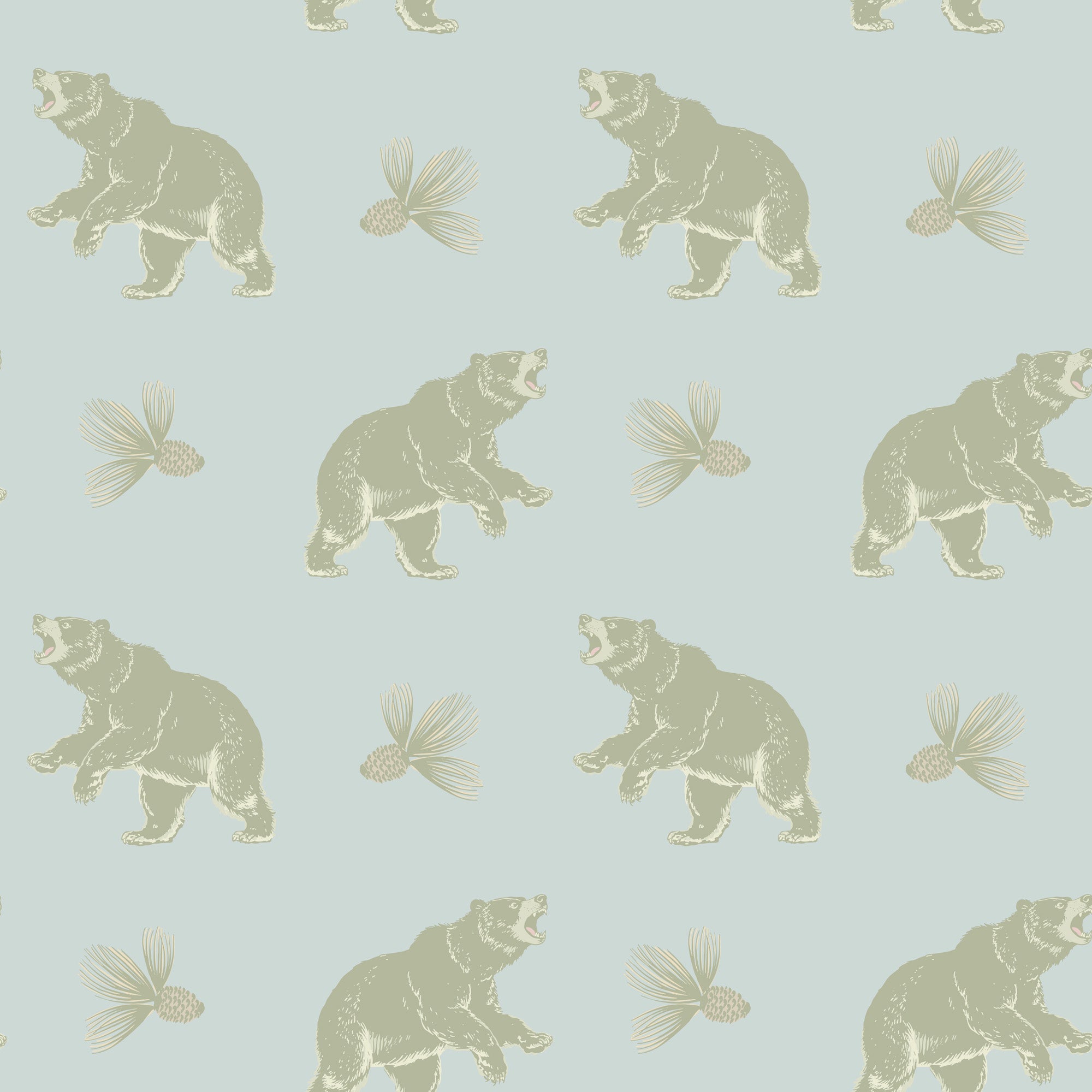 Roaming Black Bear - Frosted Blue Wallpaper – Mitchell Black