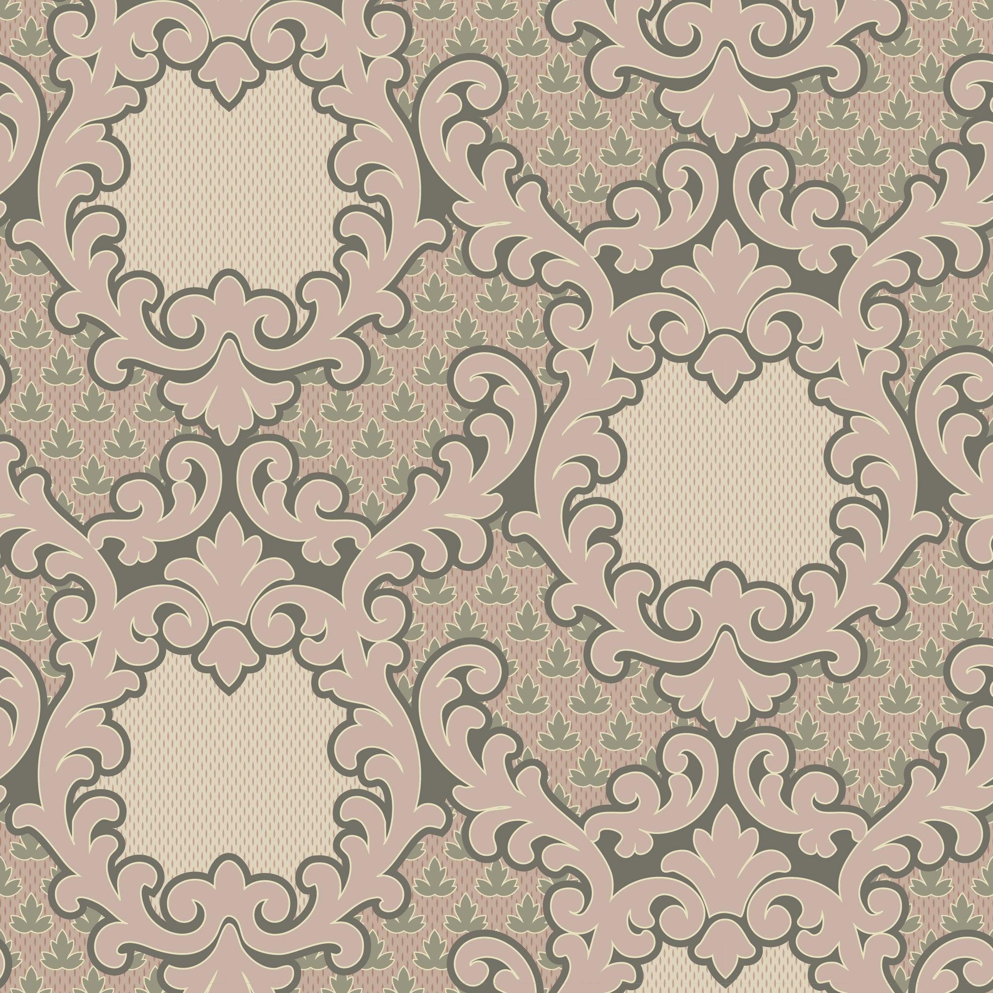 Shadow Leaf Damask - Sunwashed Wallpaper - Mitchell Black