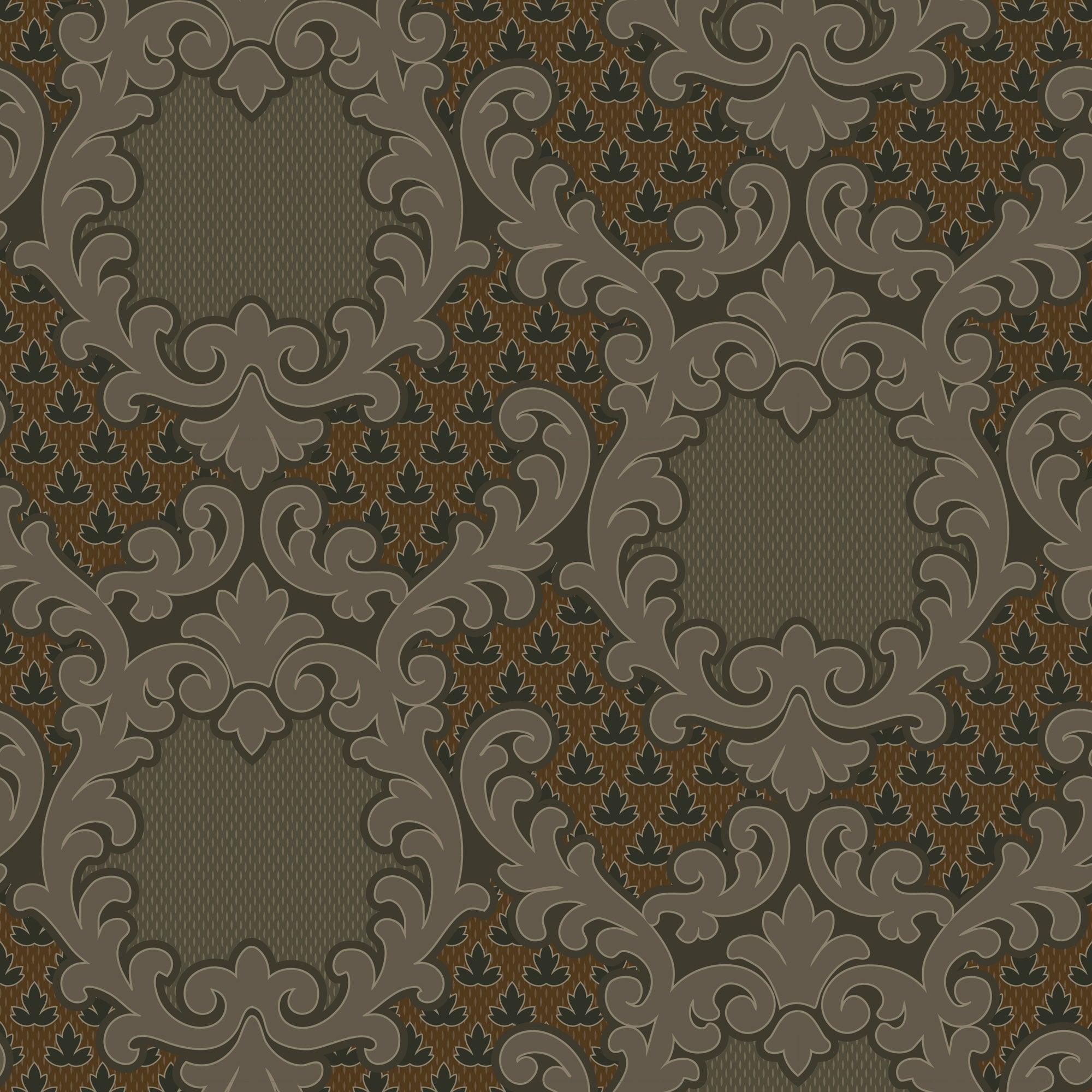 Shadow Leaf Damask - Tapestry Tones Wallpaper - Mitchell Black