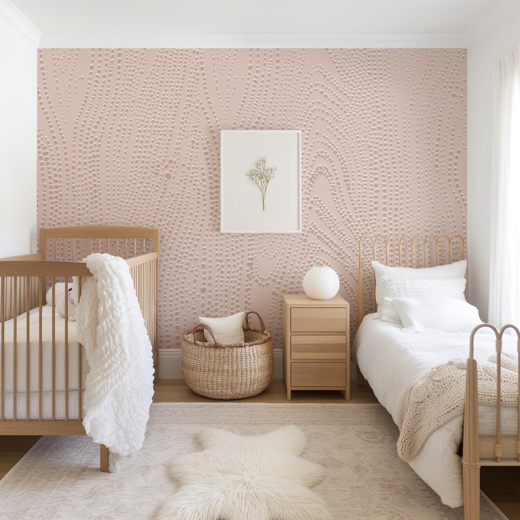 Shagreen Waves Wall Mural - Soft Blush - Mitchell Black