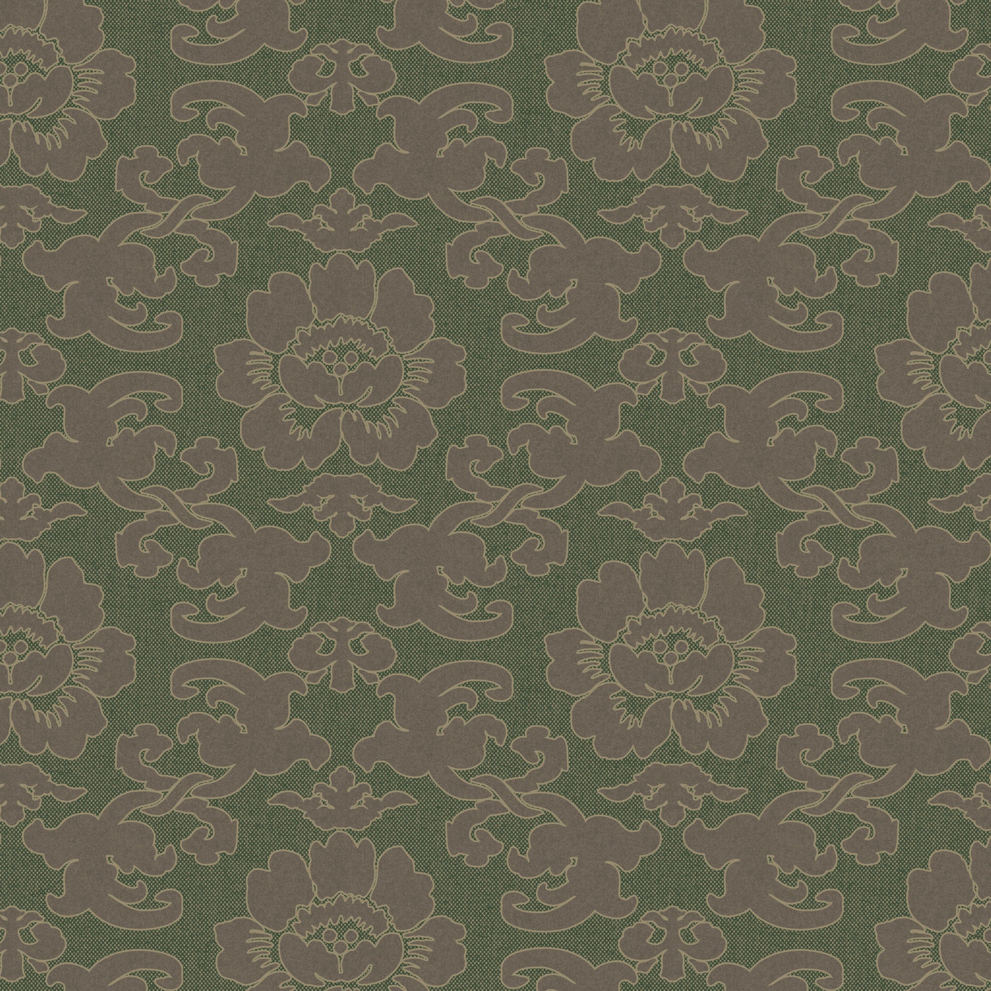 Silken Poppy - Hunstman Green Wallpaper - Mitchell Black
