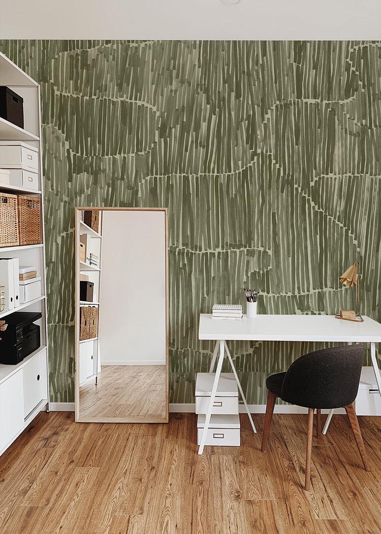 Stacked Wall Mural - Olive - Mitchell Black