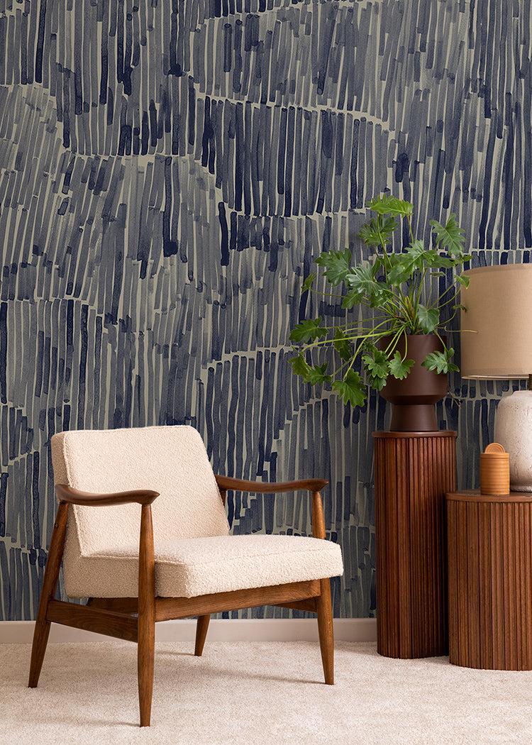 Stacked Wall Mural - Prussian Blue - Mitchell Black