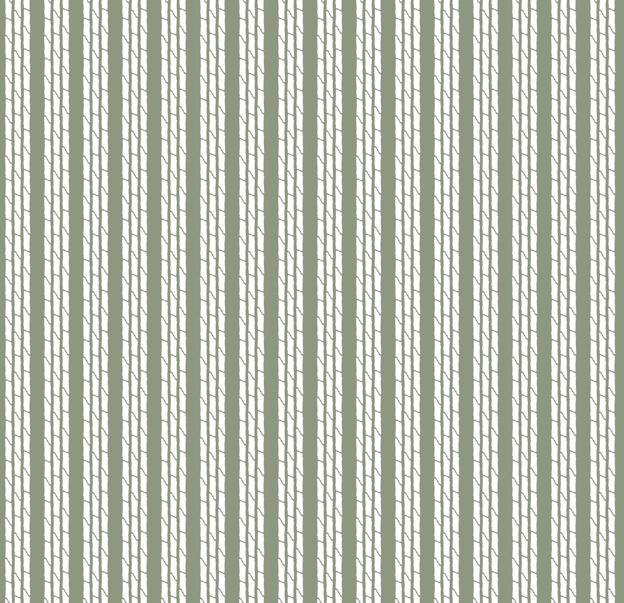 Tennessee Bamboo Stripes - Olive Wallpaper by Honey + Hank - Mitchell Black