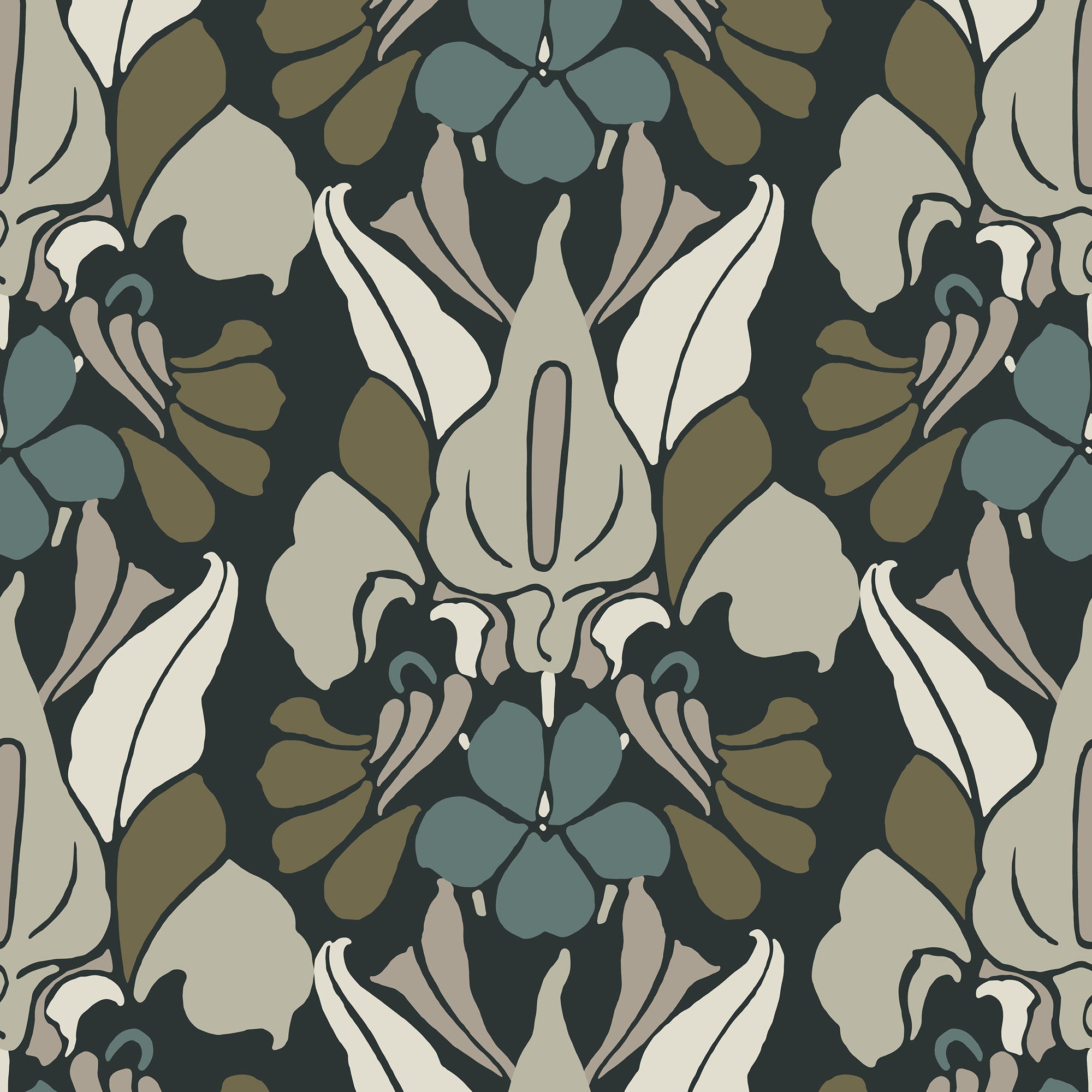 Dragon Flower - Midnight Bloom Floral Wallpaper – Mitchell Black