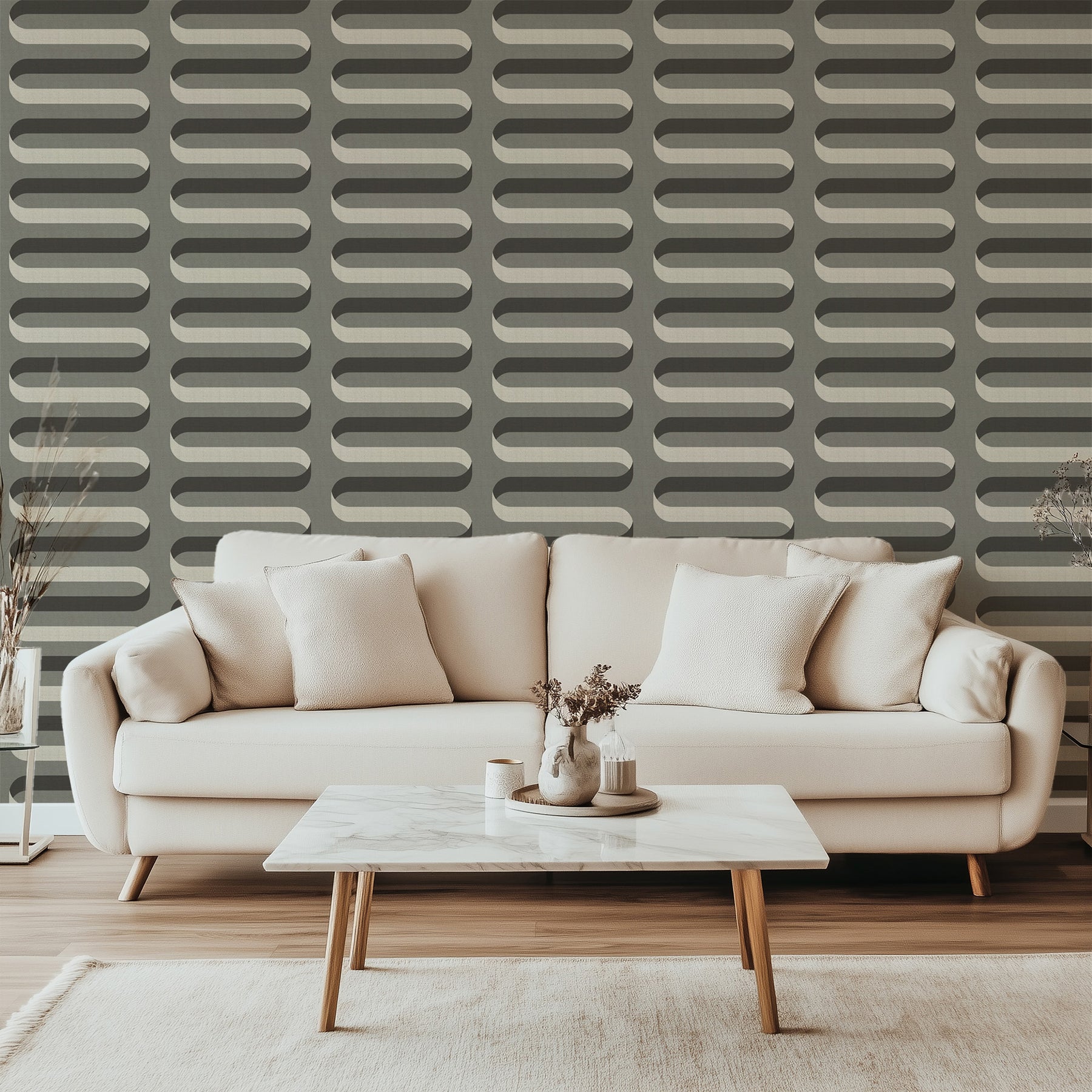 Folding Ribbon - Smoky Umber Wallpaper - Mitchell Black