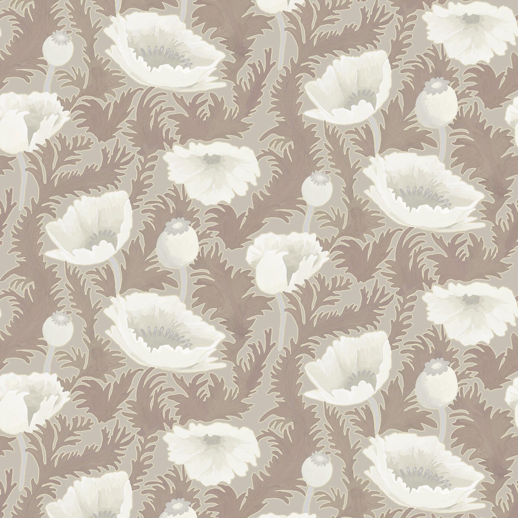 Poppy Bloom - Earthen Taupe Floral Wallpaper - Mitchell Black