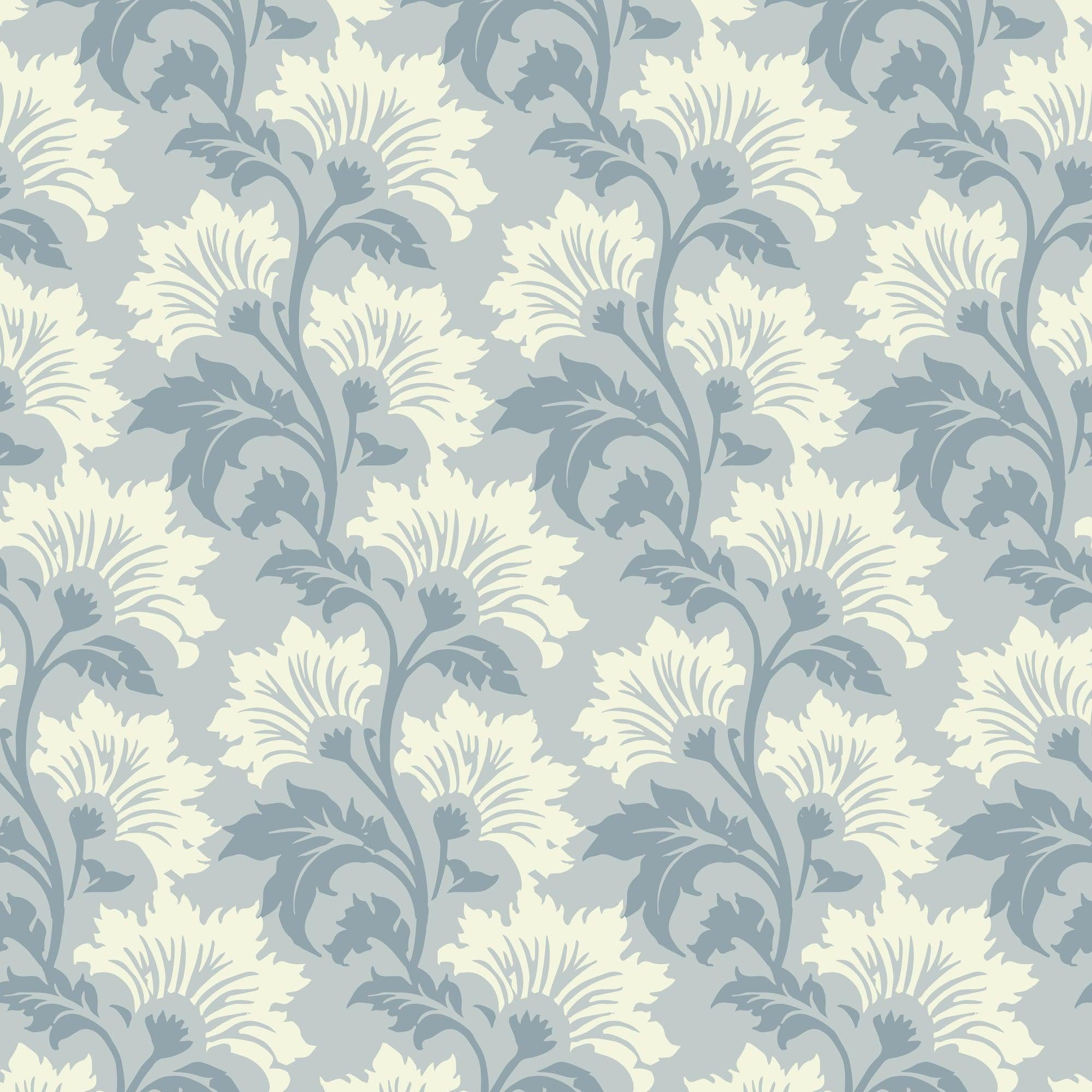 Wildflower - Foggy Gray Botanical Wallpaper - Mitchell Black