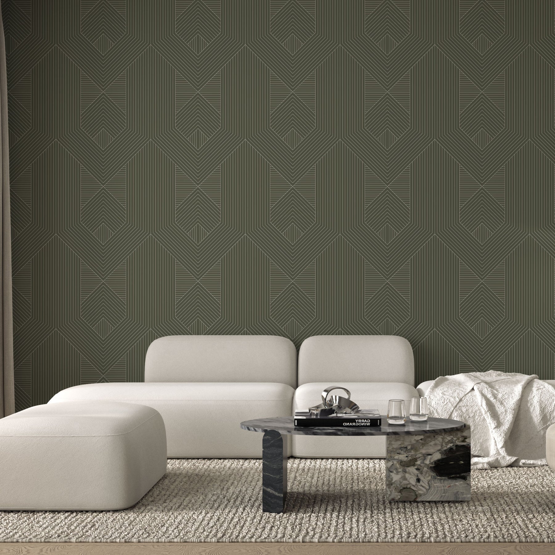 Zuri - Olive Wallpaper by Sabrina Yvonne - Mitchell Black