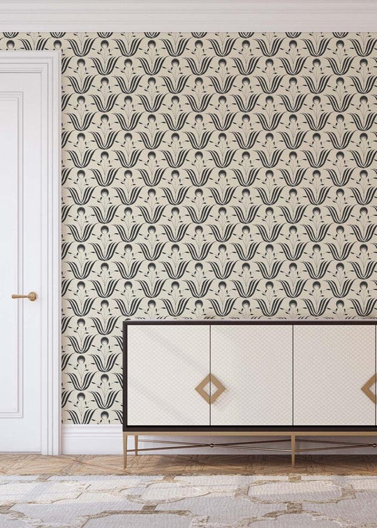 Spring Bloom - Shell White Floral Wallpaper - Mitchell Black